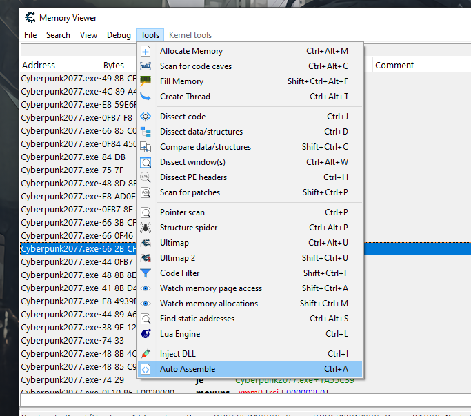 用 Cheat Engine 给赛博朋克 2077 写个简单注入外挂 | K4YT3X